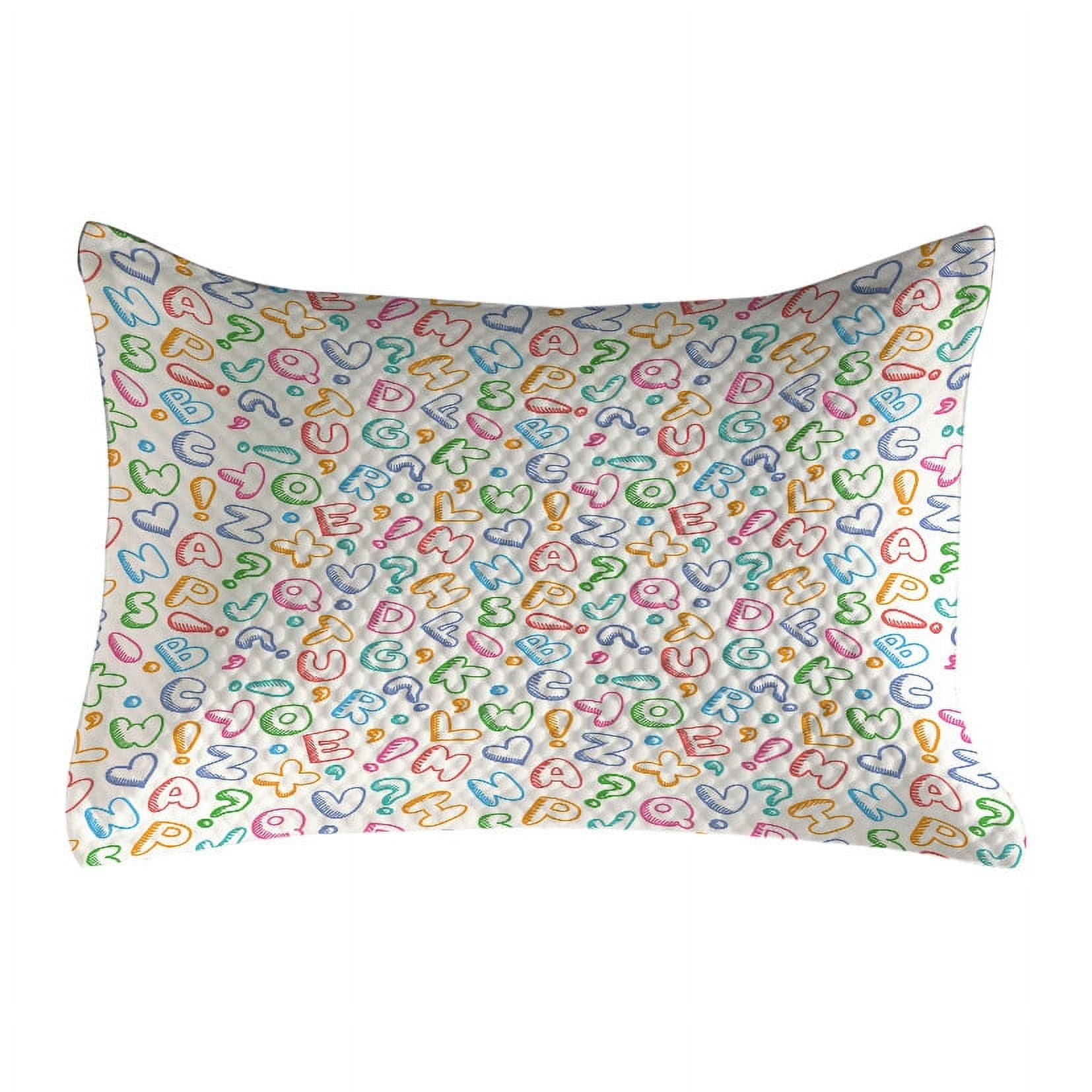 Alphabet Quilted Pillowcover, Letters in Fun Colors Scribble Style ABC ...