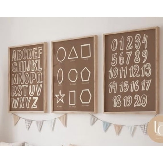 Alphabet, Shapes & Numbers Nursery Poster Set, Poster Only - Walmart.com