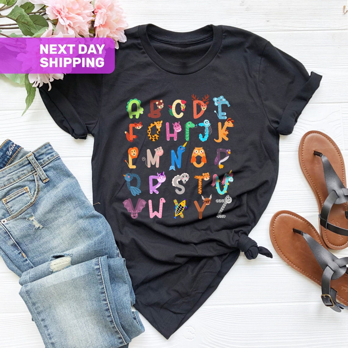 Alphabet Shirt, ABC Shirt, Alphabet Shirt for Teachers, Teacher Shirt ...
