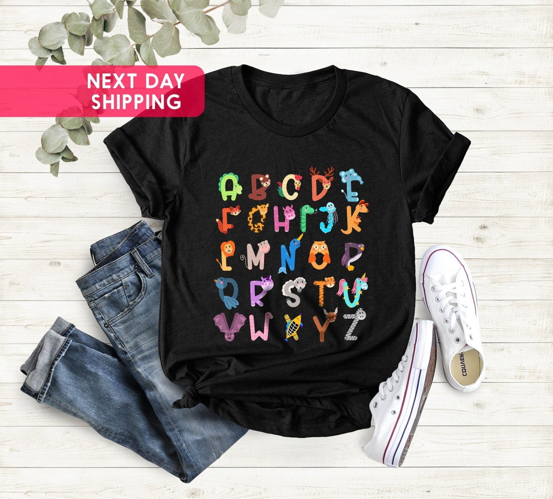 Alphabet Shirt, ABC Shirt, Alphabet With Animal T-Shirt, Alphabet Shirt ...