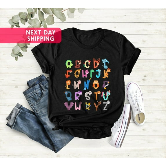 Alphabet Shirt, ABC Shirt, Alphabet With Animal T-Shirt, Alphabet Shirt ...