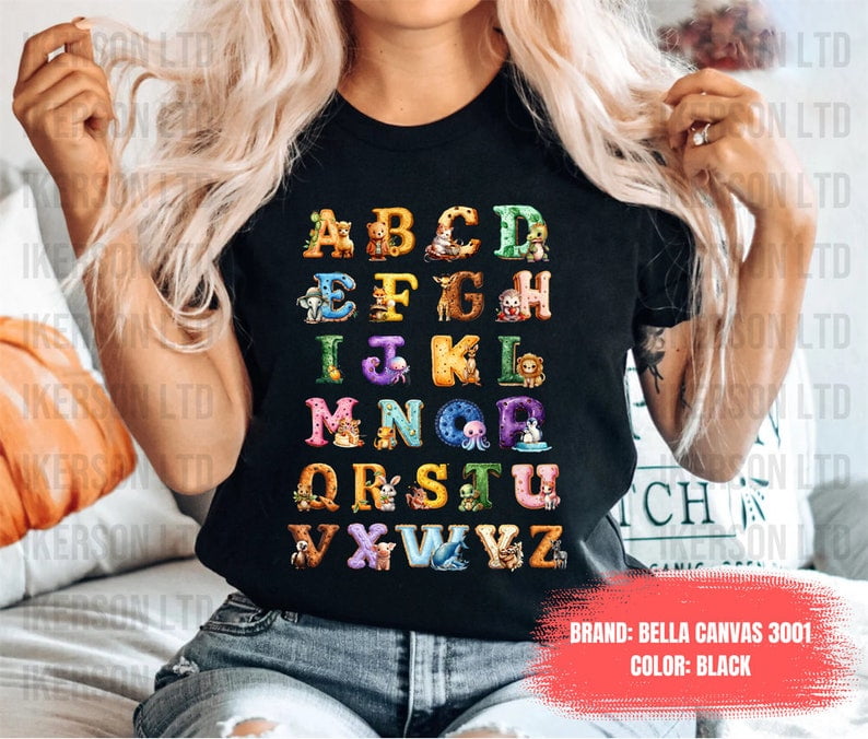 Alphabet Shirt, ABC Shirt, Animals Alphabet T-Shirt, Kingergarten ...