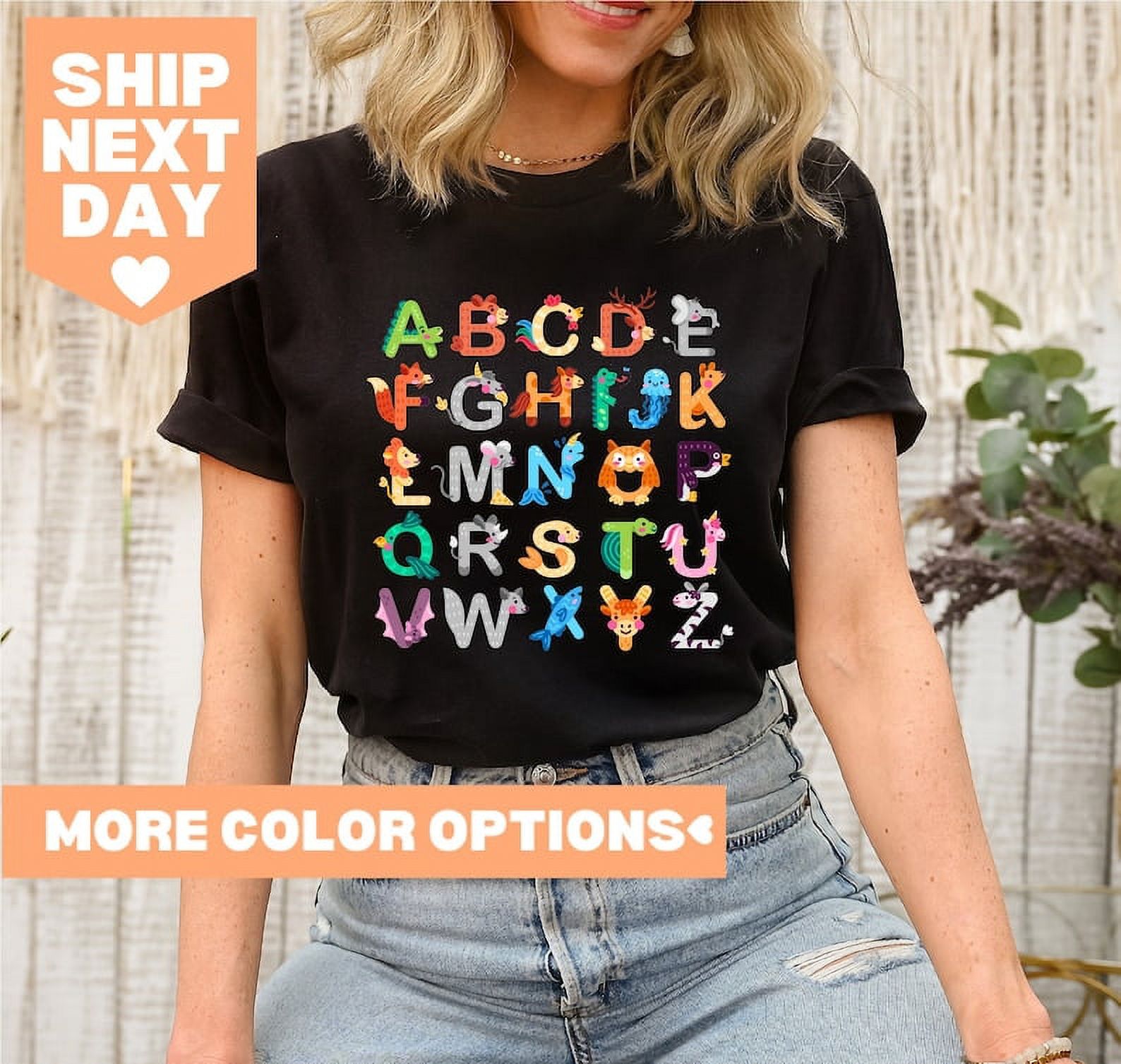 Alphabet Shirt, Abc Shirt, Animals Alphabet T-Shirt, Kindergarten ...