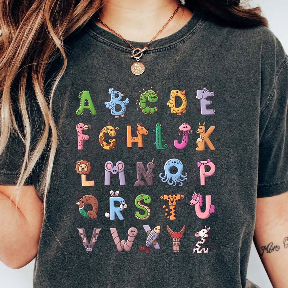 Alphabet Shirt, Abc Shirt, Animals Alphabet T-Shirt, Kindergarten ...