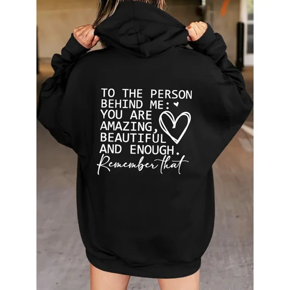 Alphabet Slogan 1 Side Hoodie S-5Xl Embossed All Season Fall Winter ...