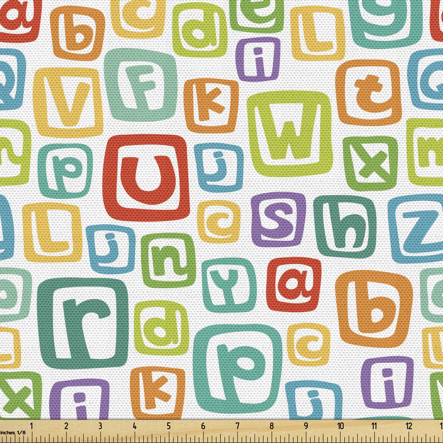Ambesonne Alphabet Fabric by the Yard Upholstery, Irregular Letter ...