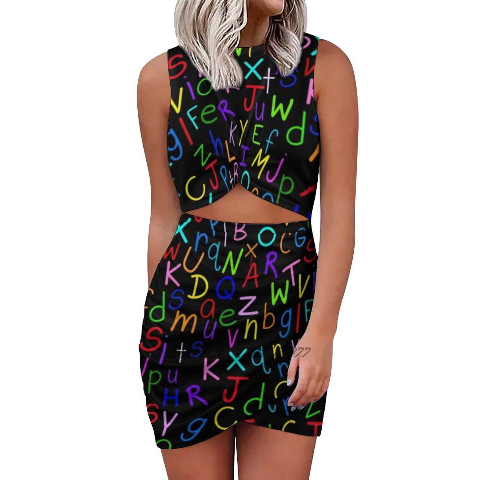 Alphabet Soup 2 Loose Pocket Dress Summer Sexy V Neck Dress Print Short ...