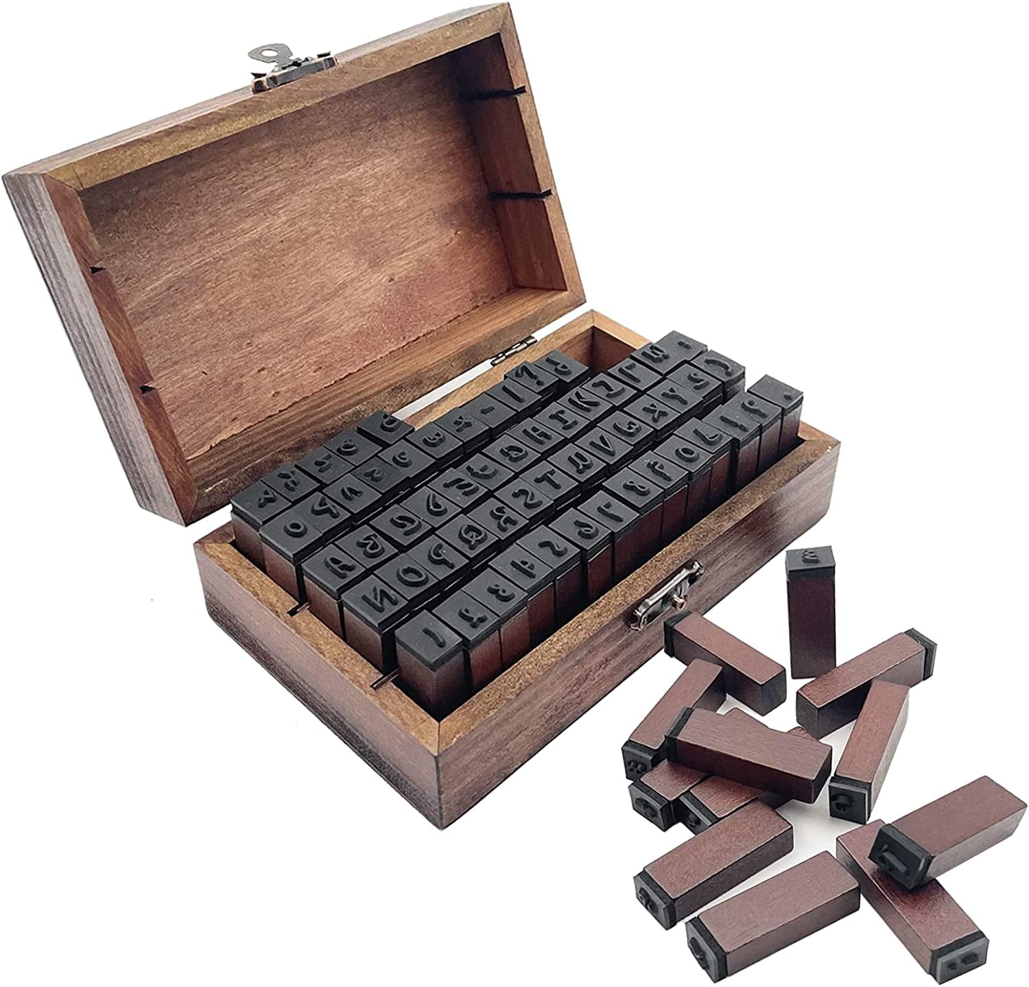 LYFJXX Alphabet Stamps 70 PCS Vintage Wooden Rubber Letter Number Set ...