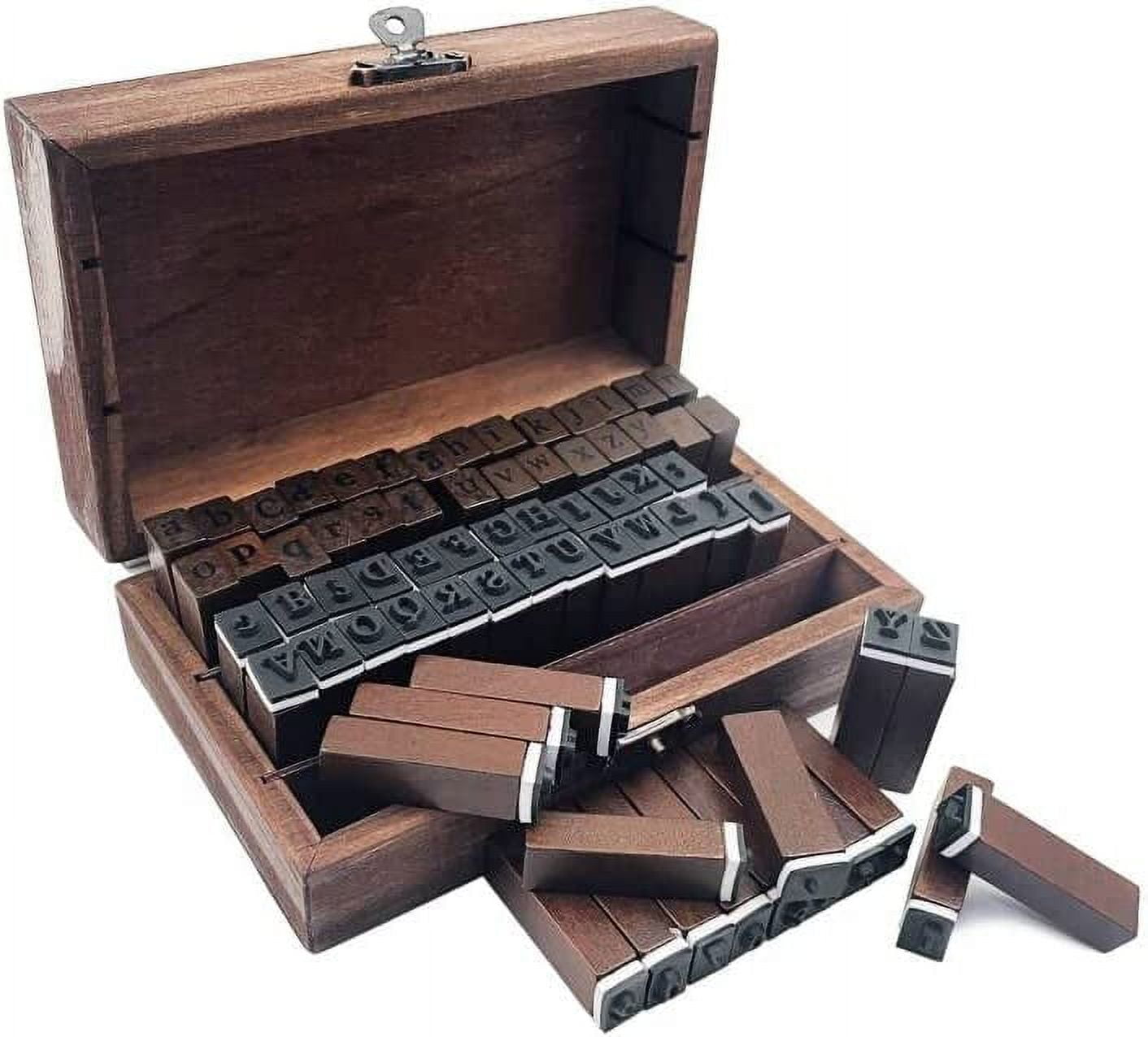 Alphabet Stamps 70 PCS Vintage Wooden Rubber Letter Number Alphabet ...