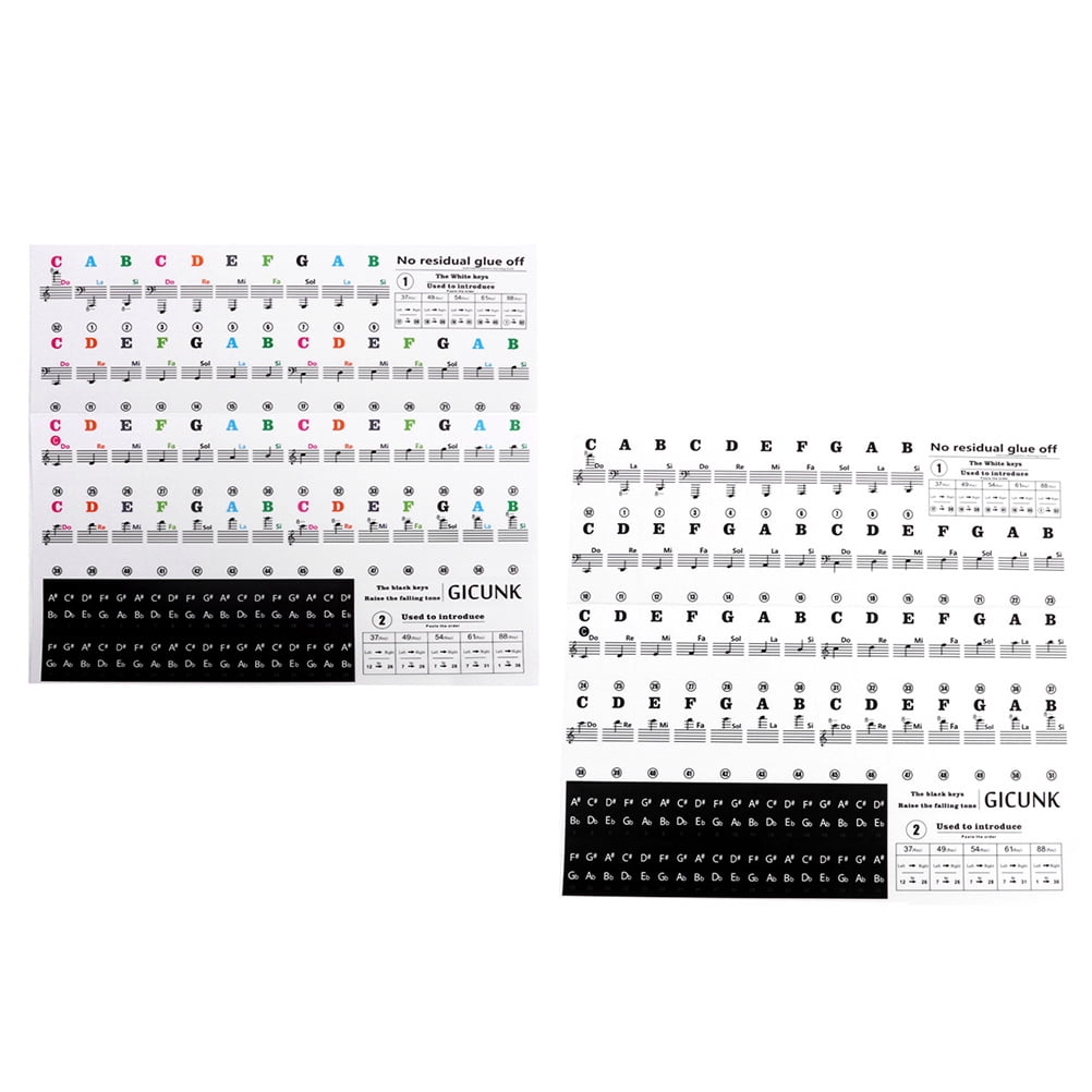 Alphabet Stickers Piano Accessories Transparent 2 Sheets Phonetic ...