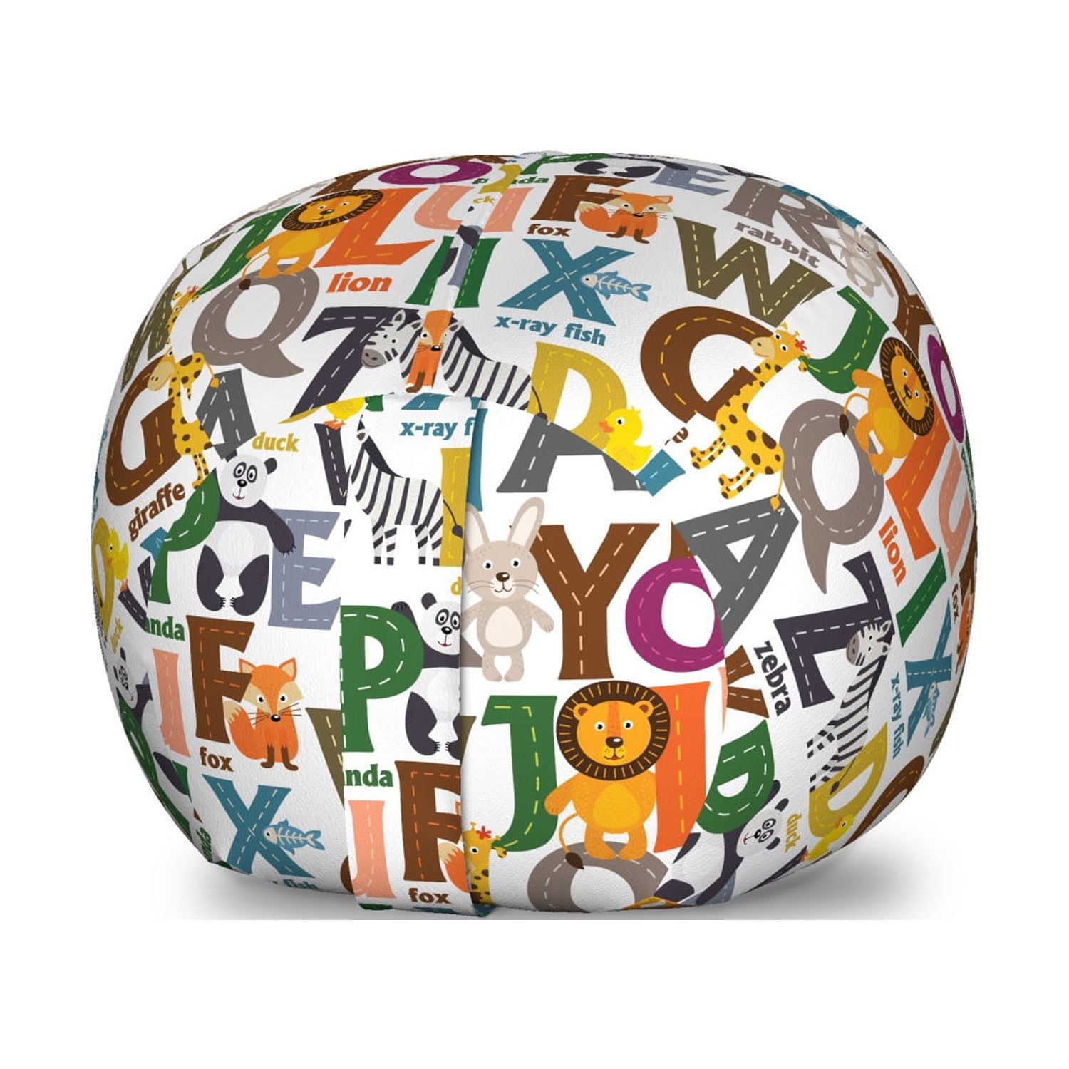 Alphabet Storage Toy Bag Chair, Illustration of Colorful Animals and ...