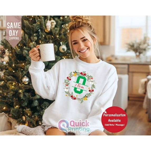 Alphabet Sweatshirt, Monogrammed Family T-Shirt, Letters Numbers Santa ...