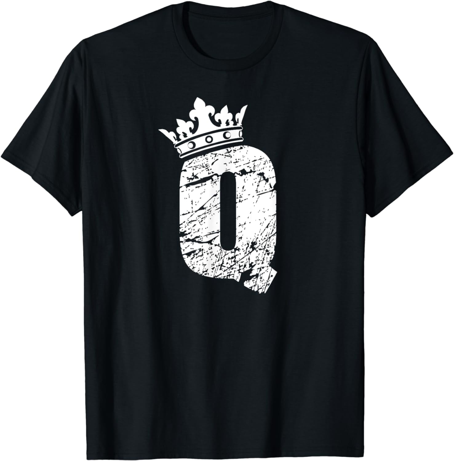 Alphabet T Shirt- Initial Letter Q And King Queen Crown Tee - Walmart.com