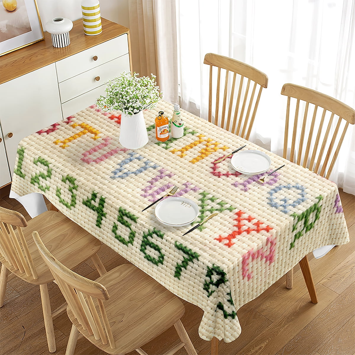 Alphabet Tablecloth Alphabet Lore Table Cover Rectangle for Dining Room ...