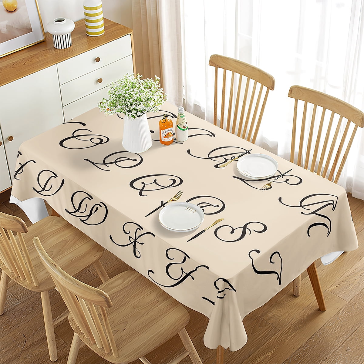 Alphabet Tablecloth Alphabet Lore Table Cover Rectangle for Dining Room ...