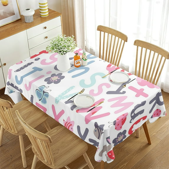 Alphabet Tablecloth Alphabet Lore Table Cover Rectangle for Dining Room ...