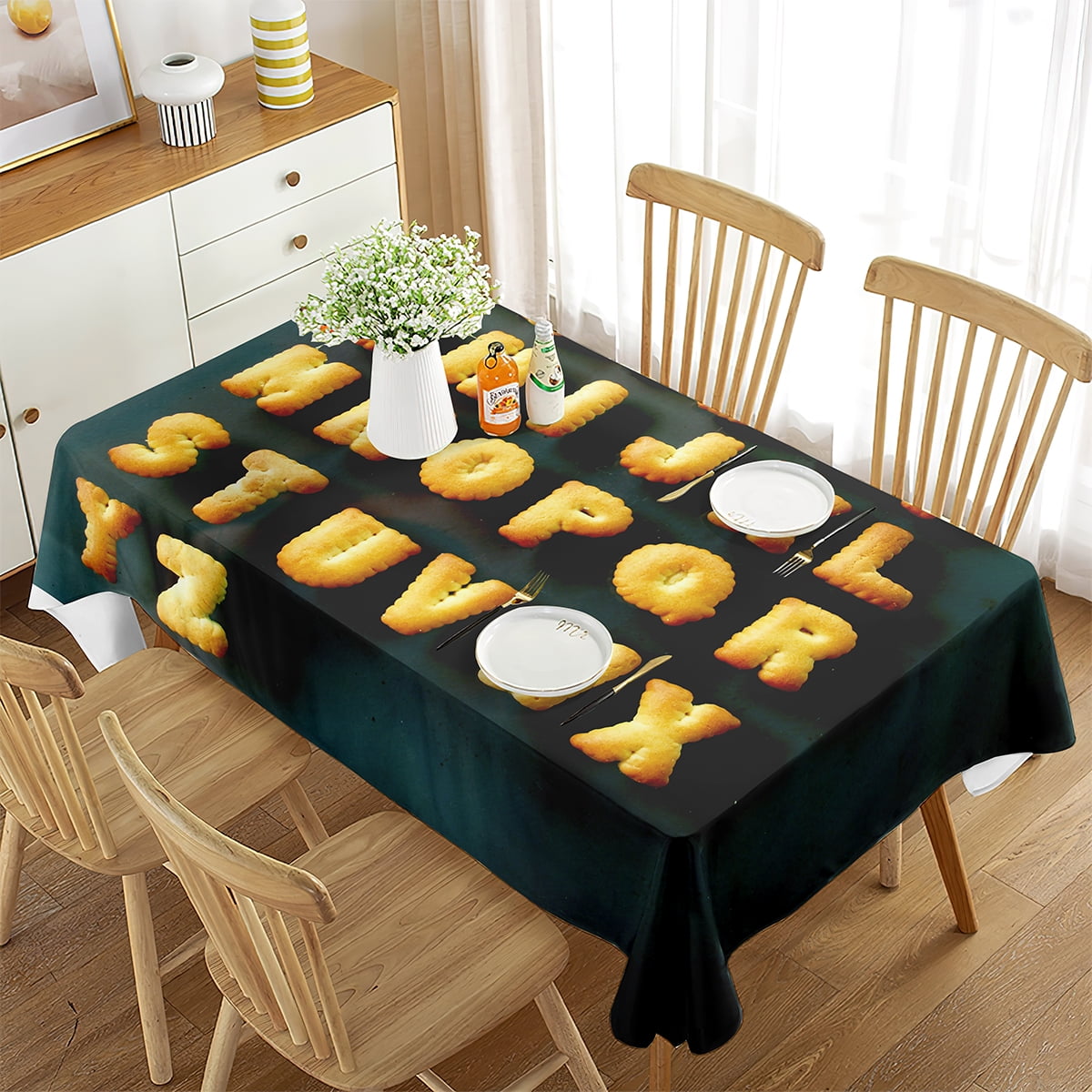 Alphabet Tablecloth Alphabet Lore Table Cover Rectangle for Dining Room ...