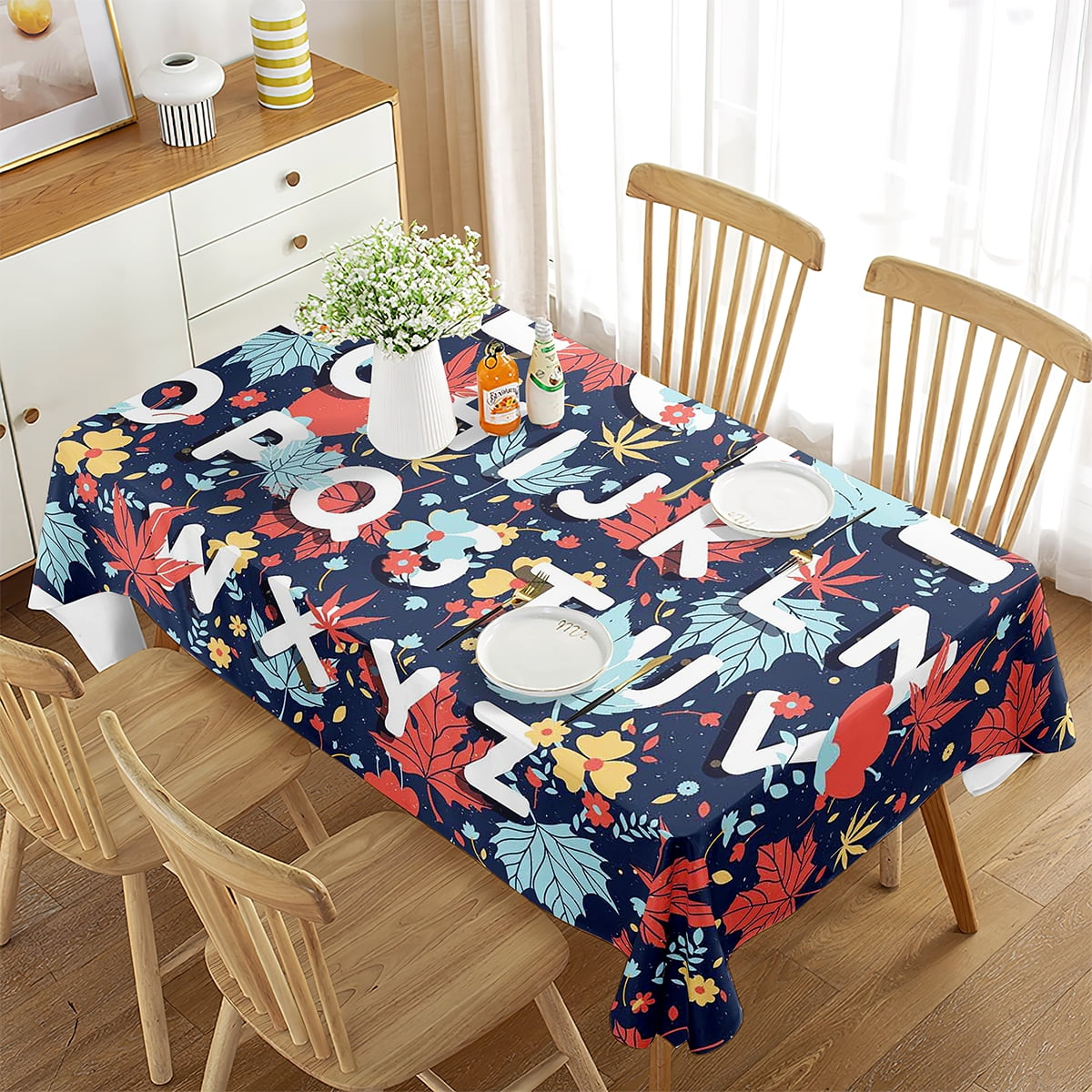 Alphabet Tablecloth Alphabet Lore Table Cover Rectangle for Dining Room ...