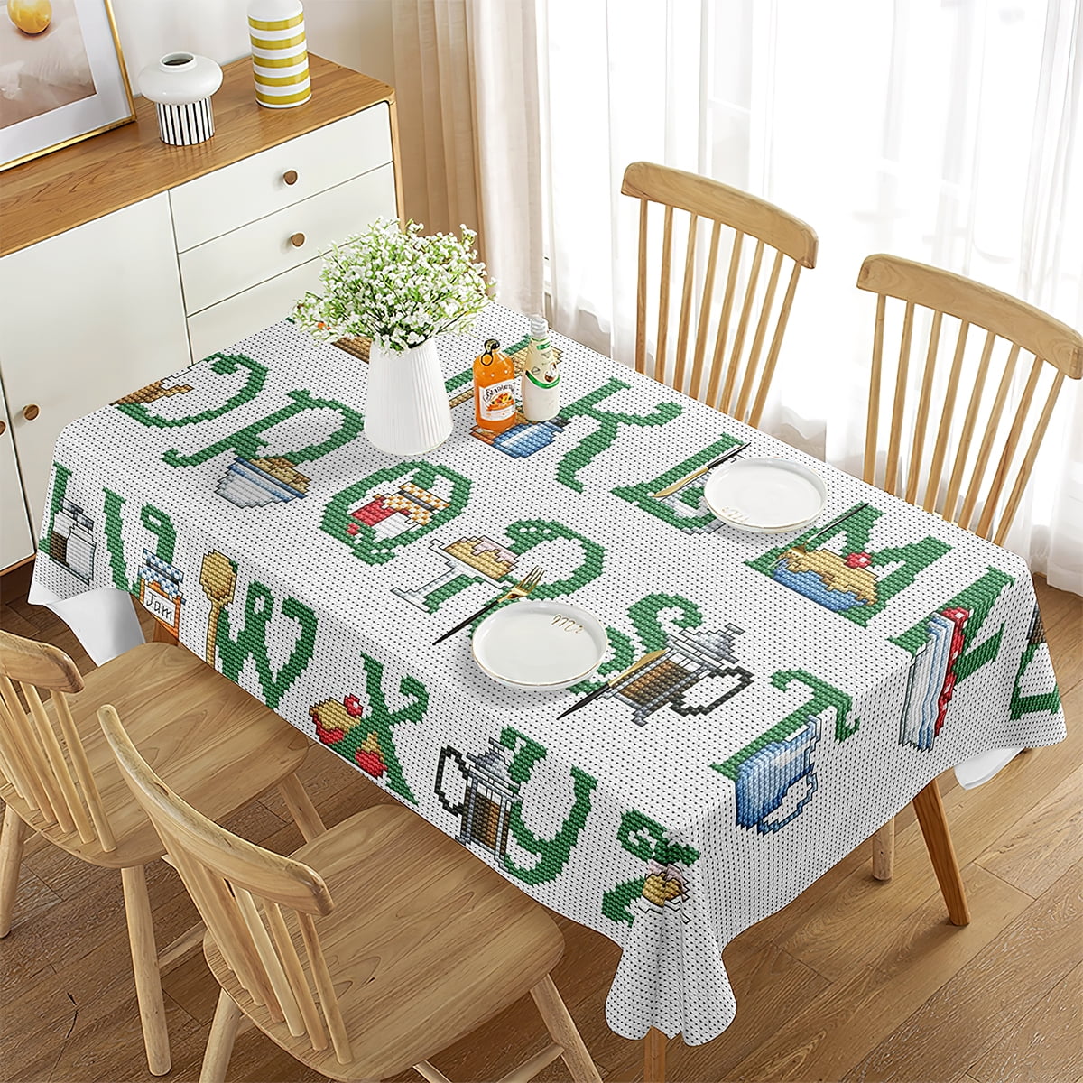 Alphabet Tablecloth Alphabet Lore Table Cover Rectangle for Dining Room ...