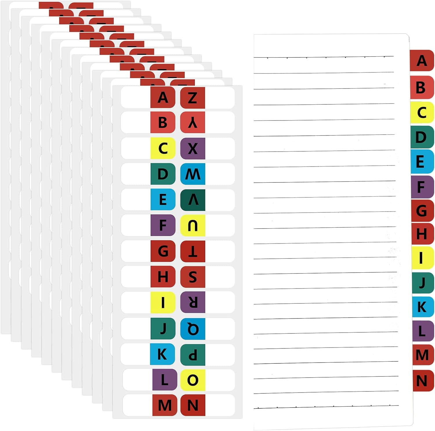 Alphabet Tabs A-Z Index Tabs - Self-Adhesive Colorful Sticky Letters ...