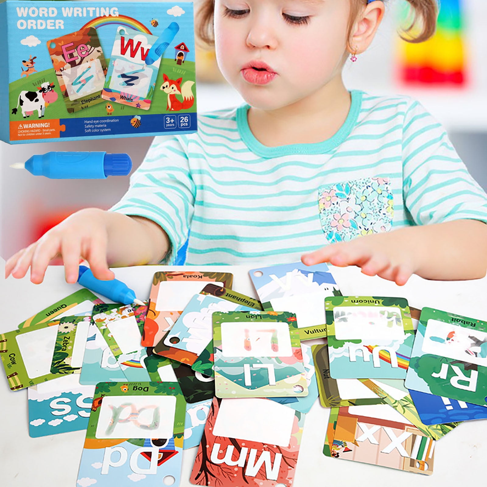 Alphabet Tracing Flash Cards Set | Double-Sided Educational Vocabulary ...