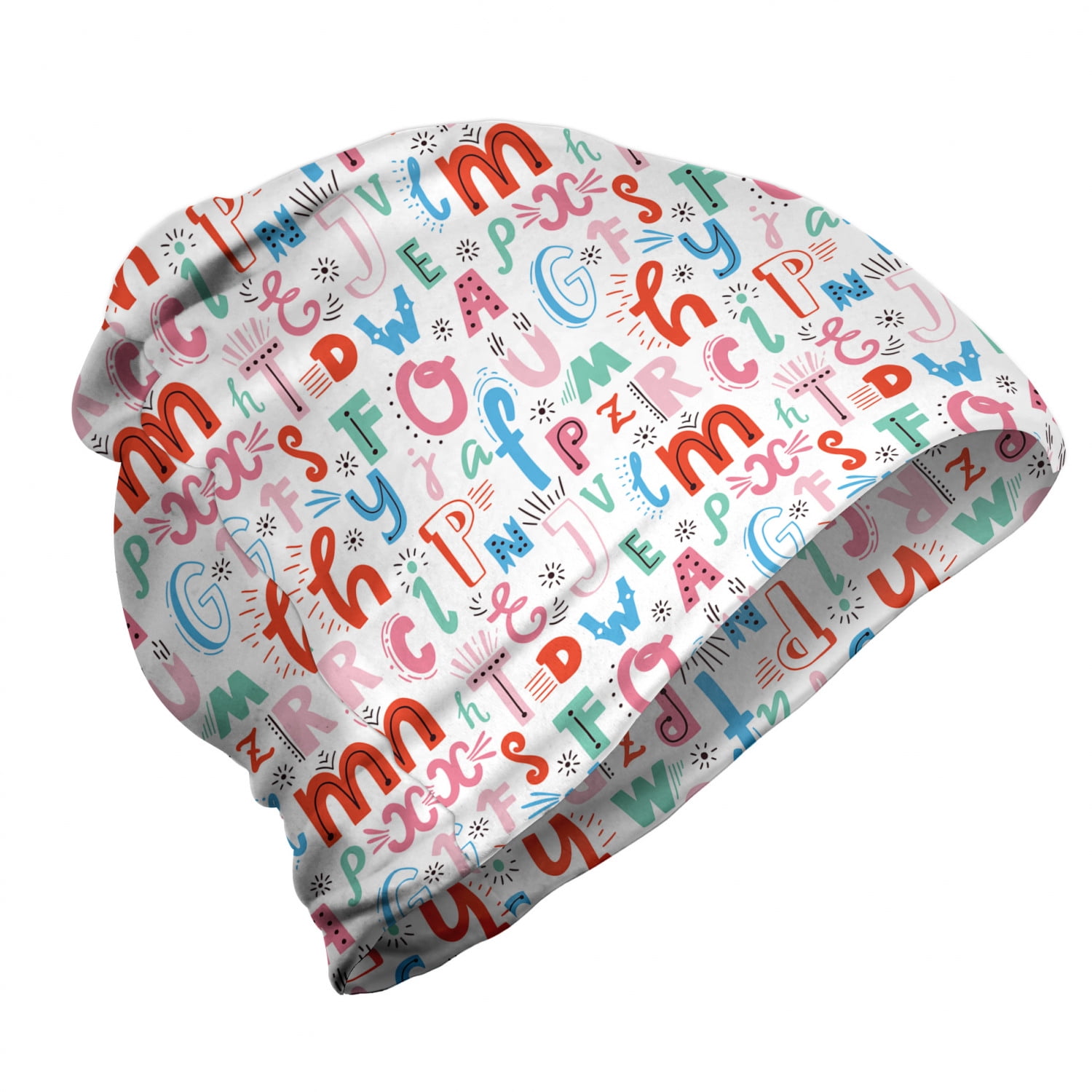Alphabet Unisex Beanie, Colorful Whimsical Doodle, Hiking Outdoors ...