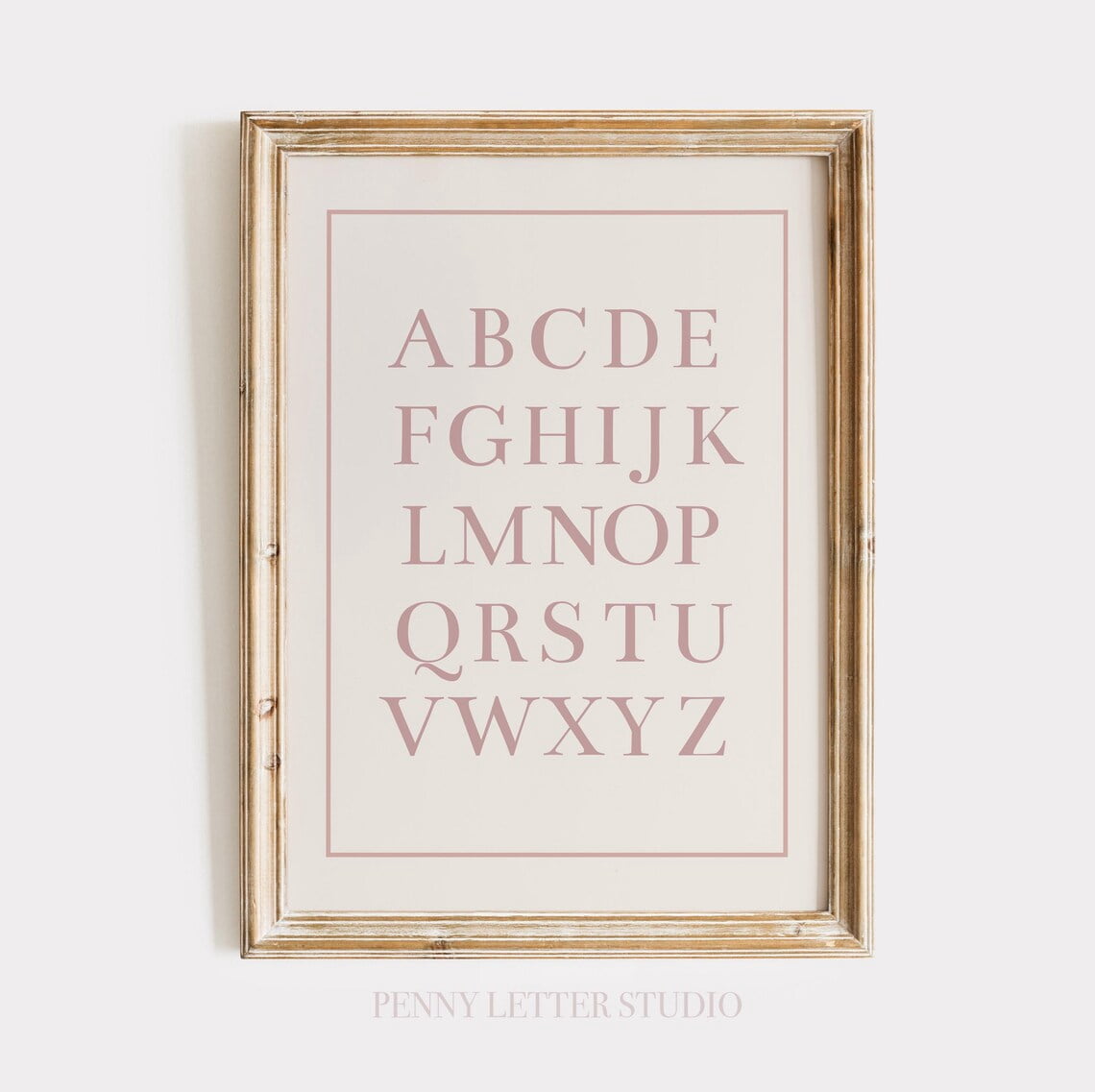 Alphabet Vintage Dusty Rose Font Print, Unframed Paper Poster 8x10in ...