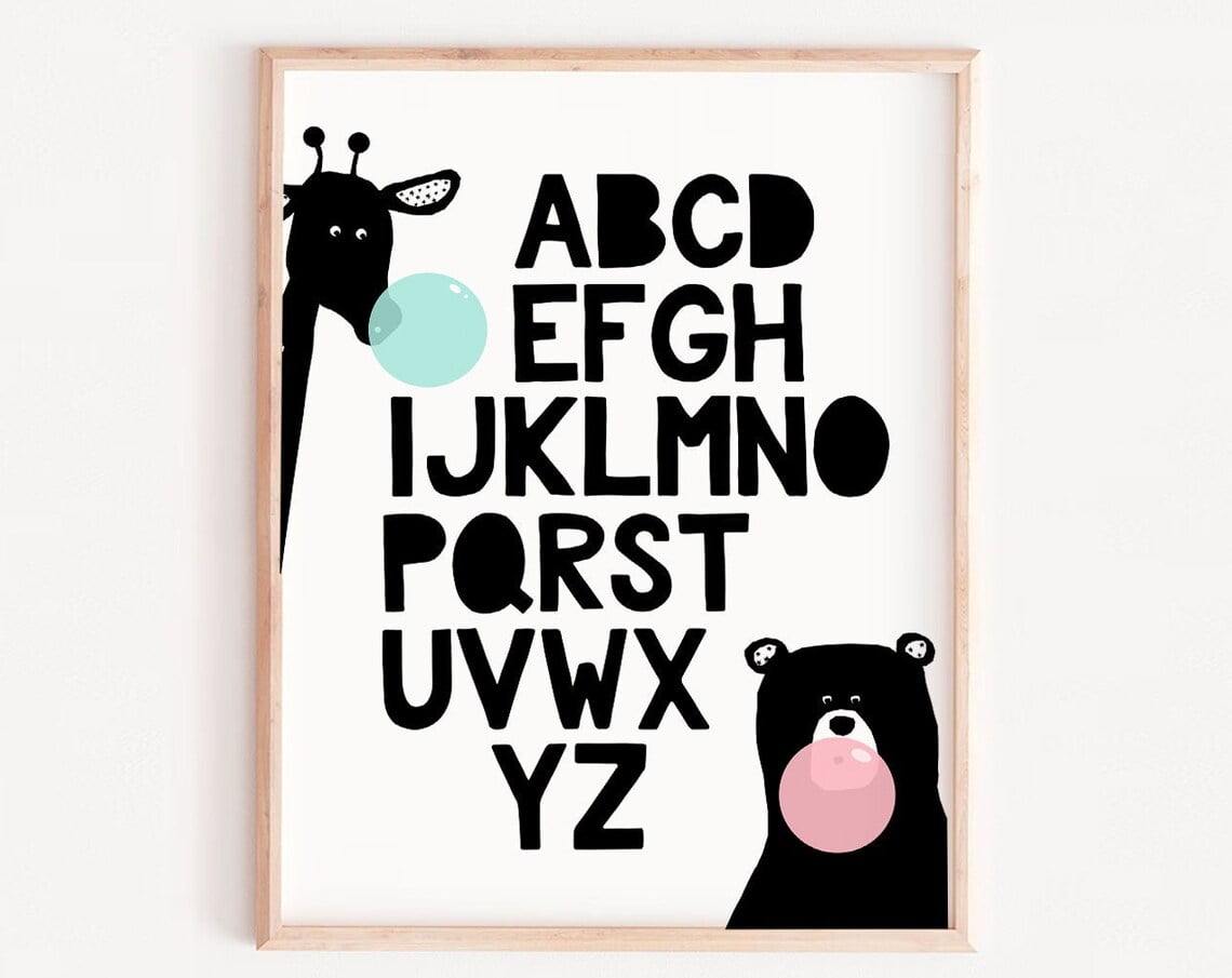 Alphabet Wall Art, Alphabet Print, Abc Letters, Kids Abc Poster ...