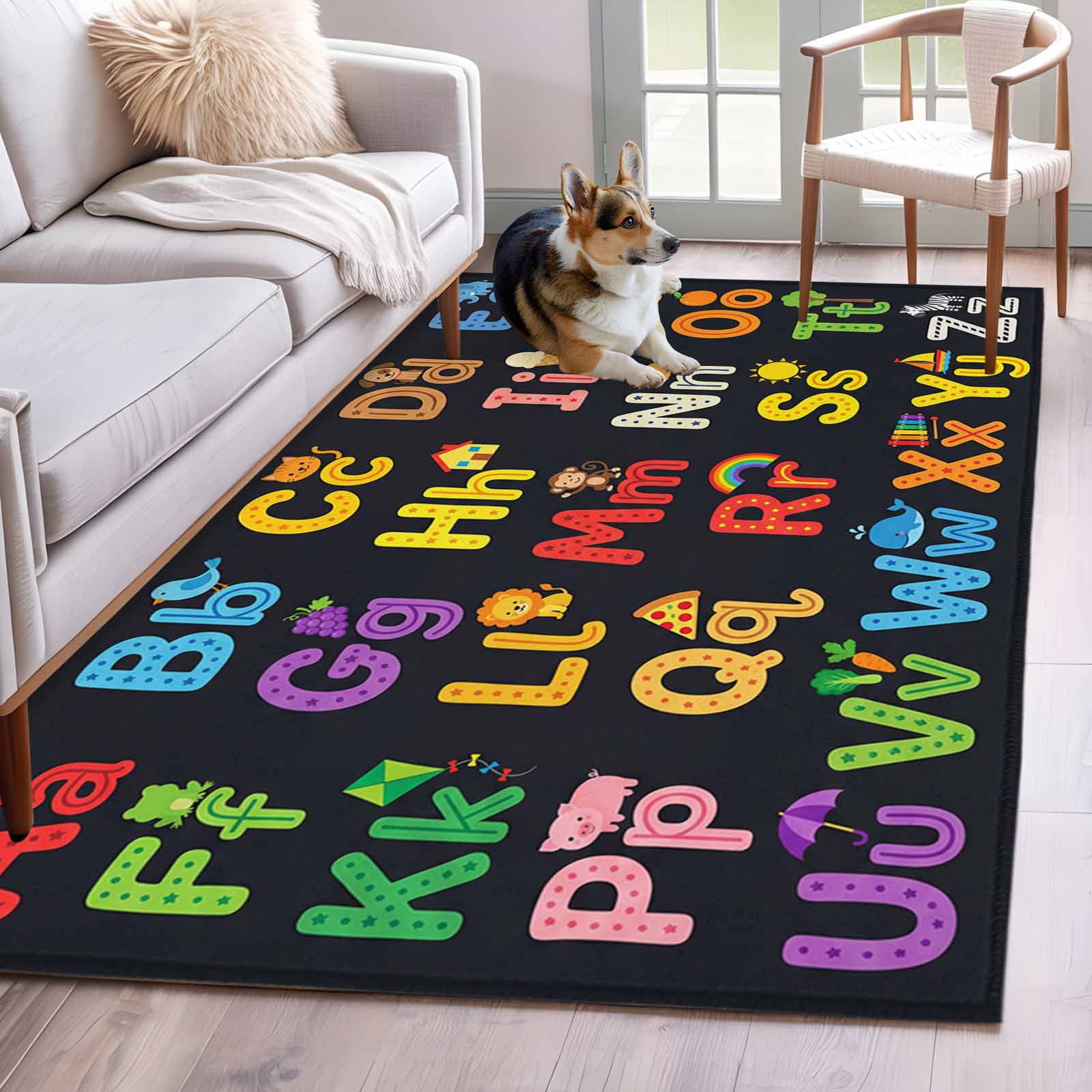 Alphabet Washable Area Rug 4x6 American Cartoon Early Education ...