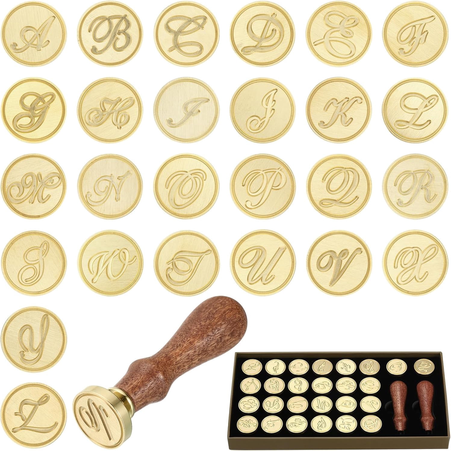 Alphabet Wax Seal Stamp Kit, 26 Letters A-Z Sealing Wax Stamp with 2pcs ...