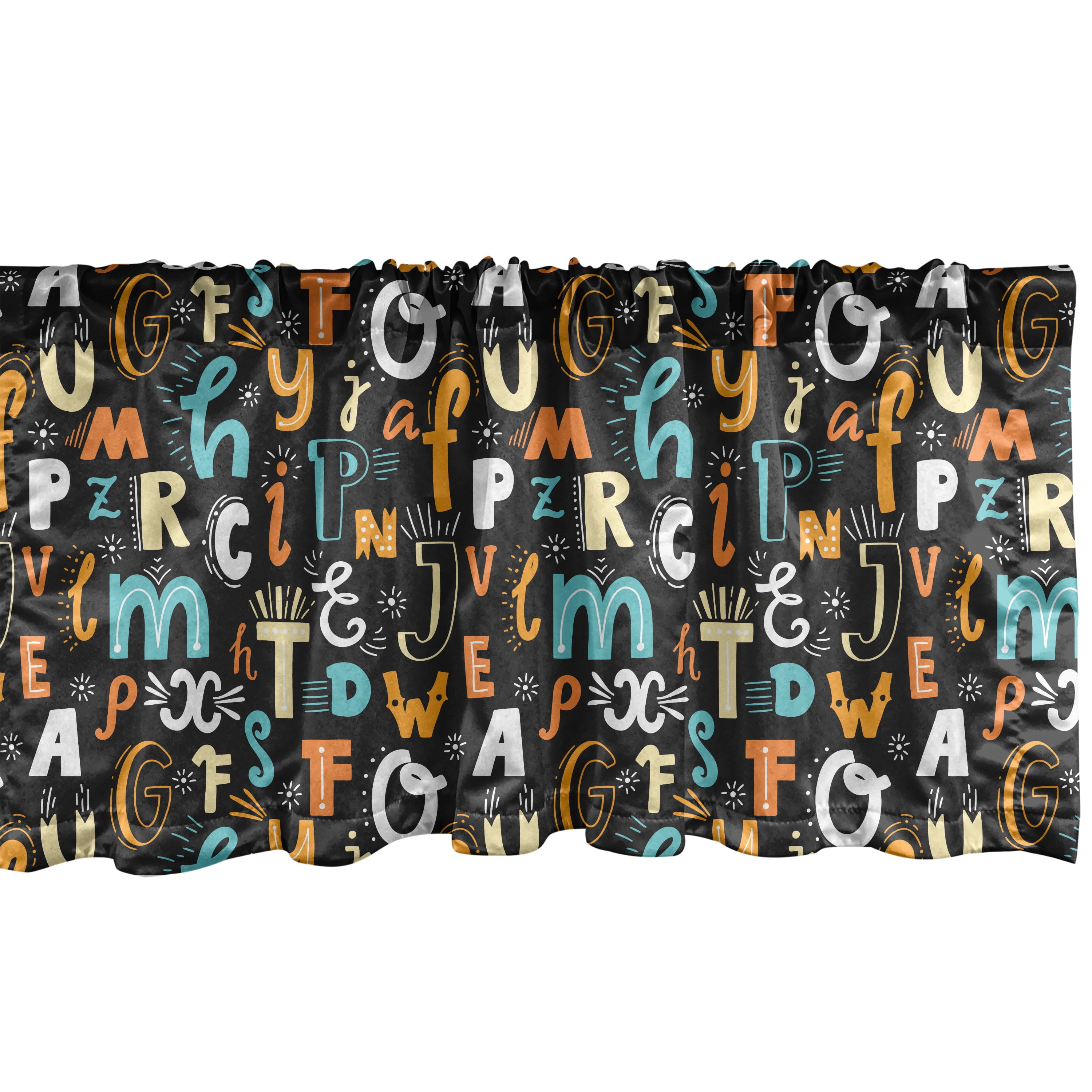 Ambesonne Alphabet Window Valance, Modern Letters Fun Pattern, 42" x 18 ...