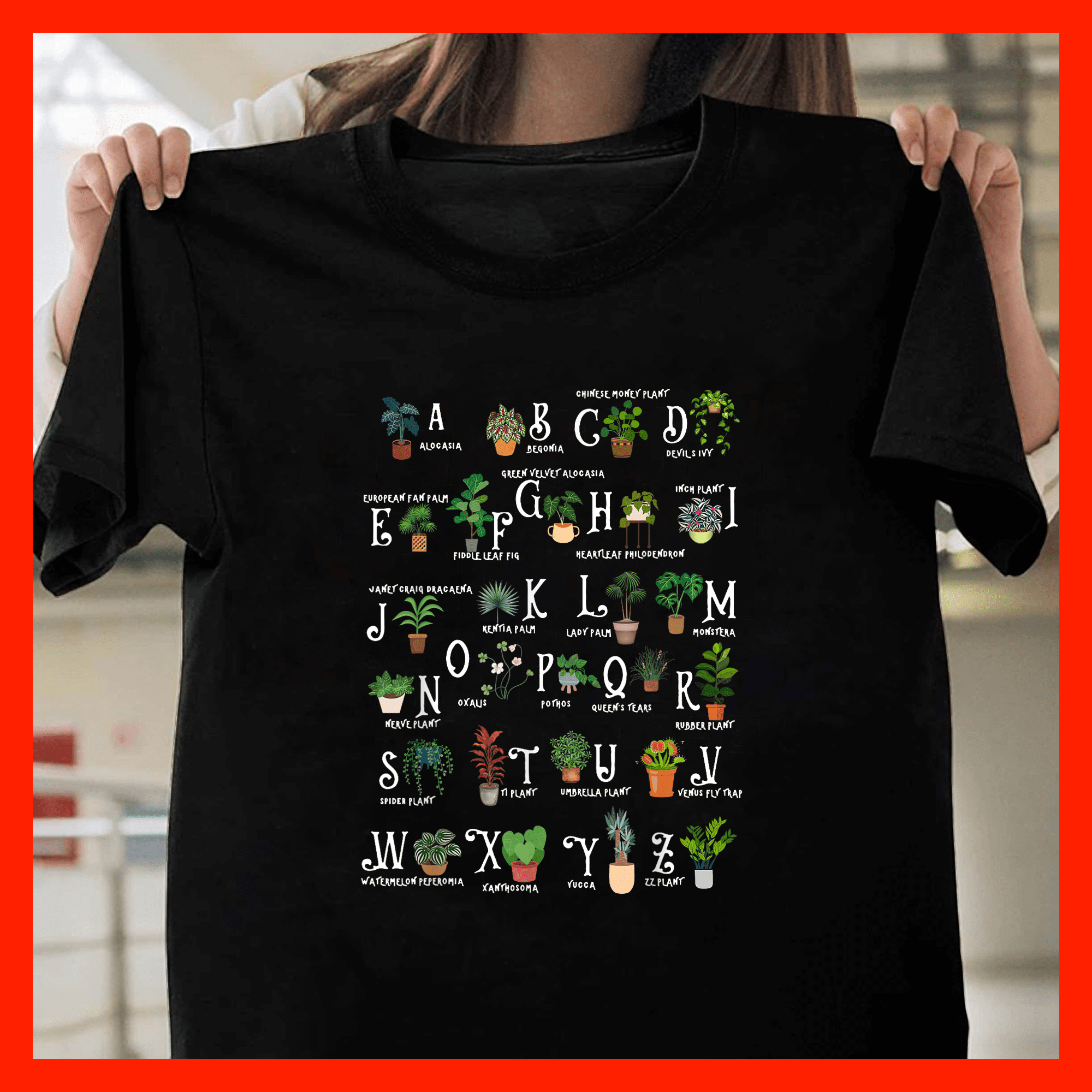 Alphabet of Houseplants T-Shirt, Botanical ABC Plant Lover Gift, Indoor ...