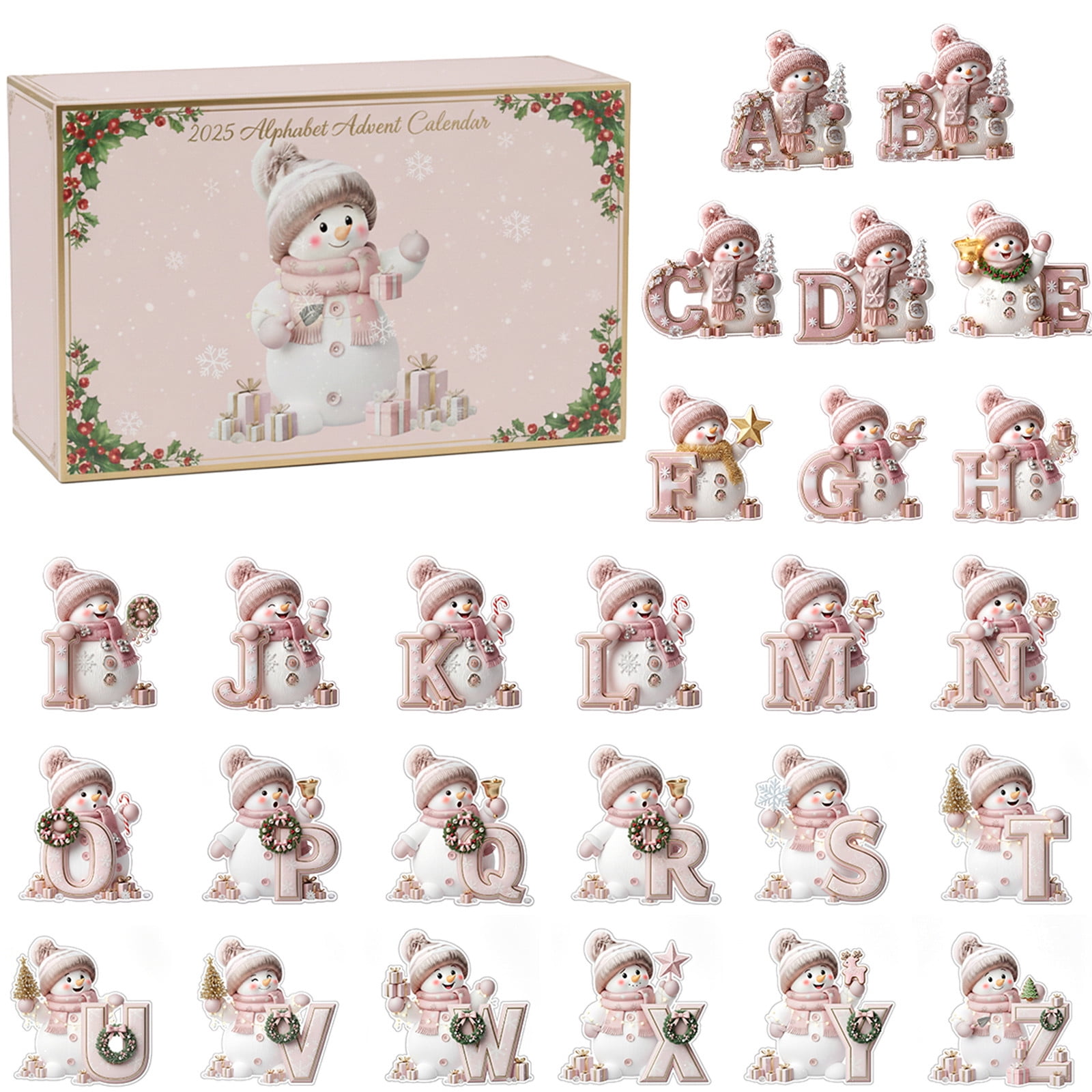 Alphabet snowman advent calendar 2025, 26 letter snowmen for Christmas ...