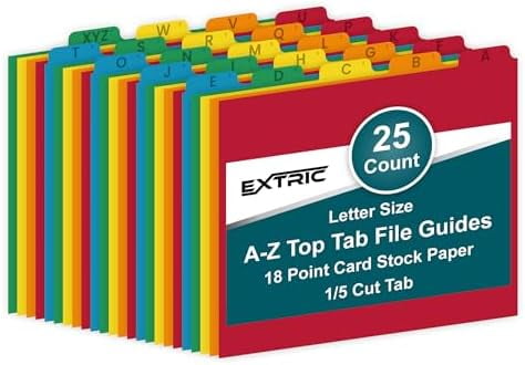 Alphabetical File Organizer, 25 Alphabet Dividers with Tabs Letter Size ...