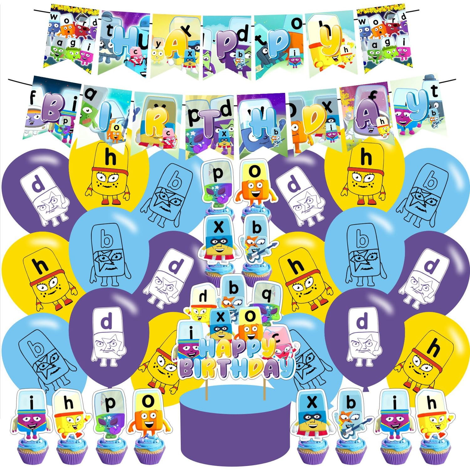 Alphablocks Themed Birthday Party CI30 Supplies, Alphablocks Balloons ...