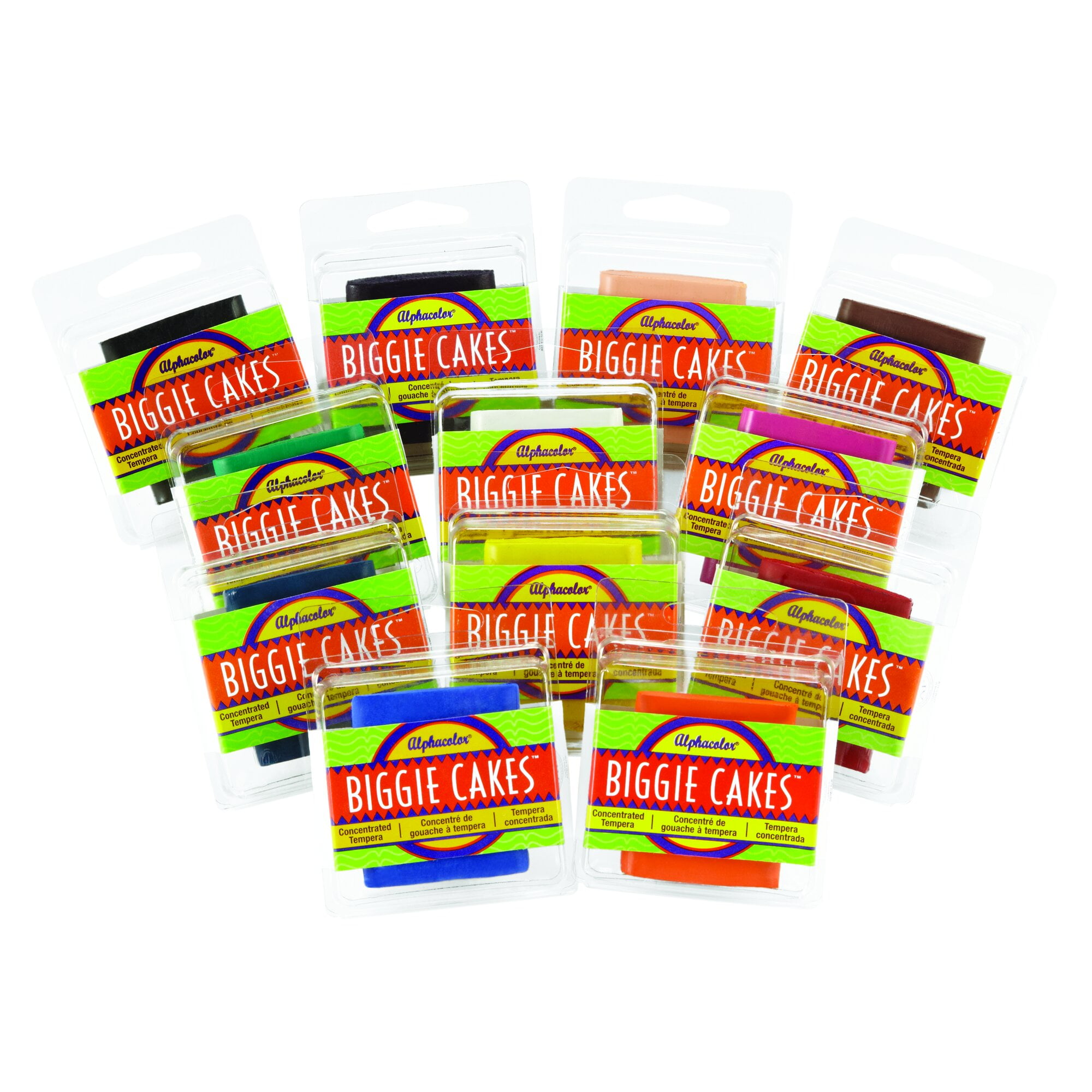 Alphacolor Biggie Cakes Concentrated Tempera Assorted Colors 12 Pack ...