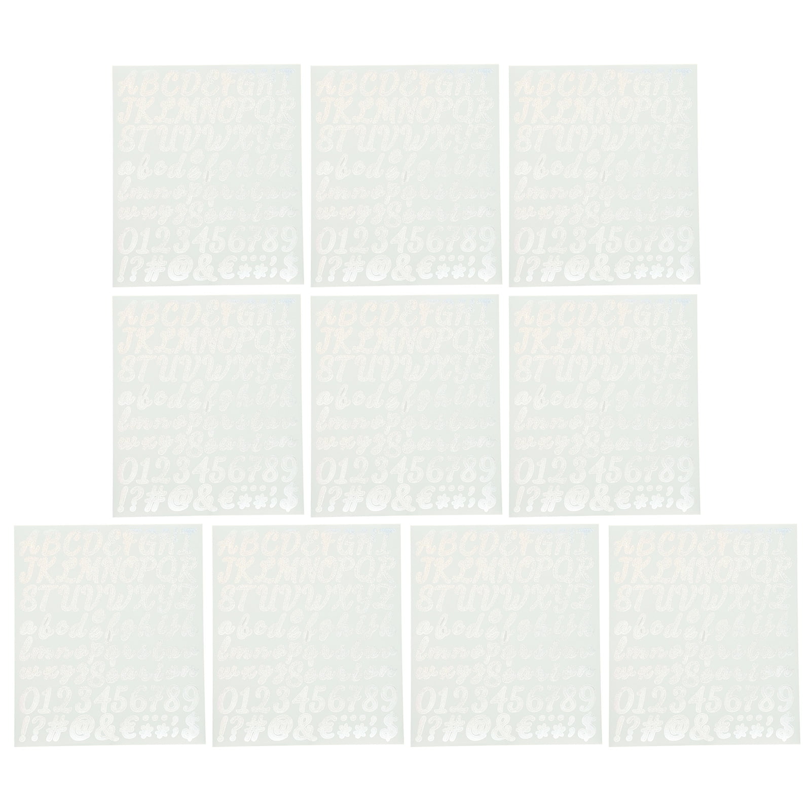 Alphanumeric Stickers Alphabet Glitter 10 Sheets Applique Gift Number ...