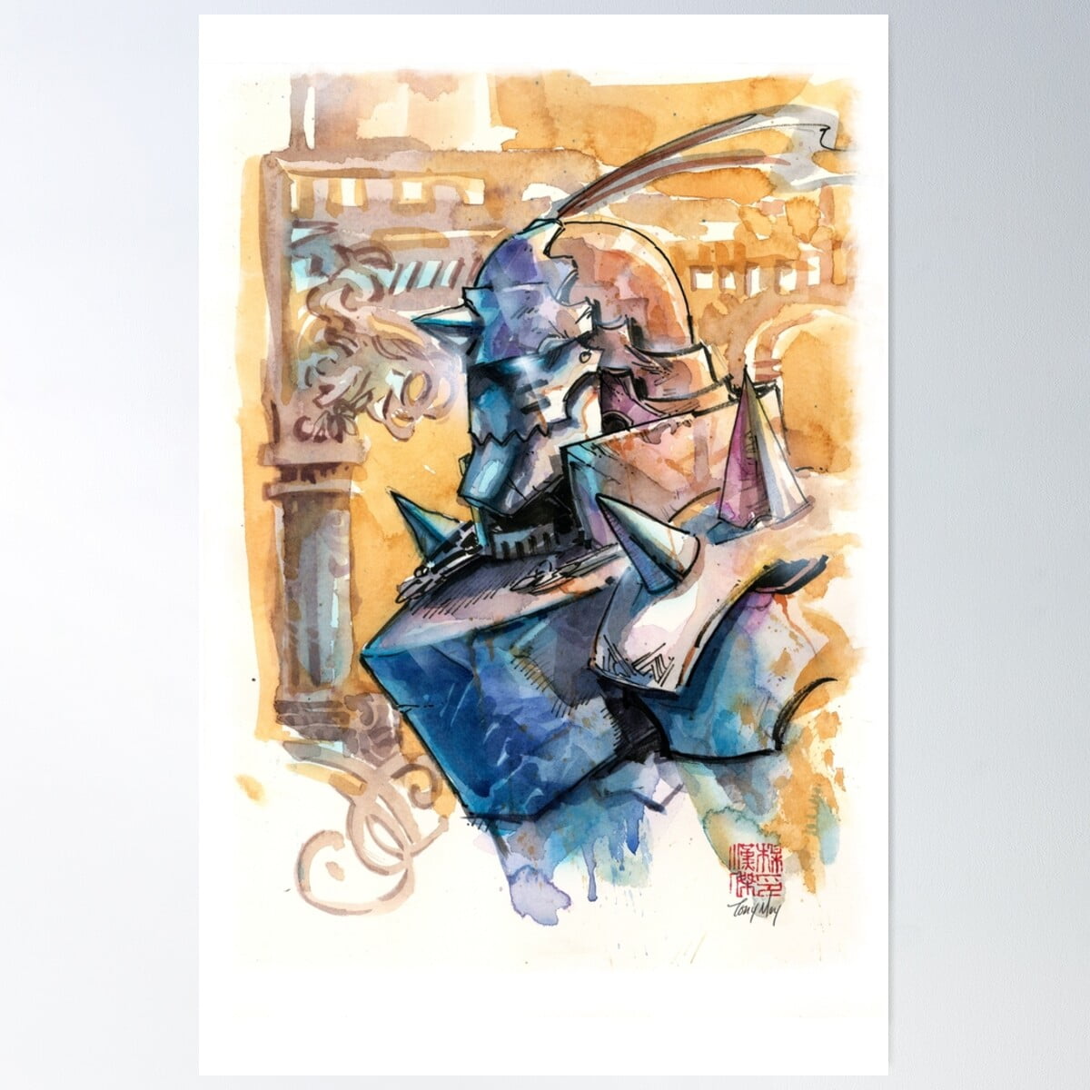 Alphonse Elric - The Full Metal Alchemist - Watercolor Poster Wall Art ...