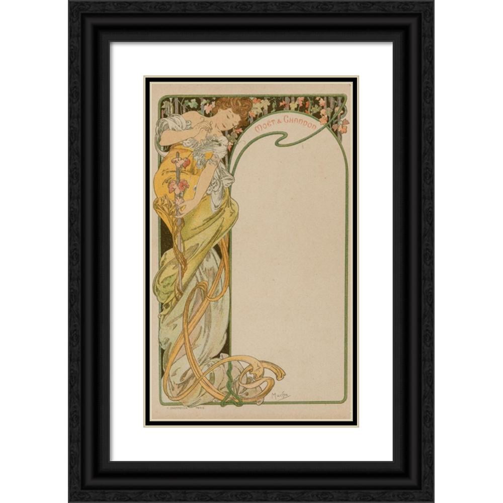 Alphonse Mucha 10x14 Black Ornate Wood Framed Double Matted Museum Art ...
