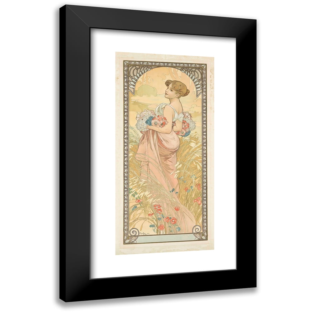 Alphonse Mucha 10x18 Black Modern Framed Museum Art Print Titled ...