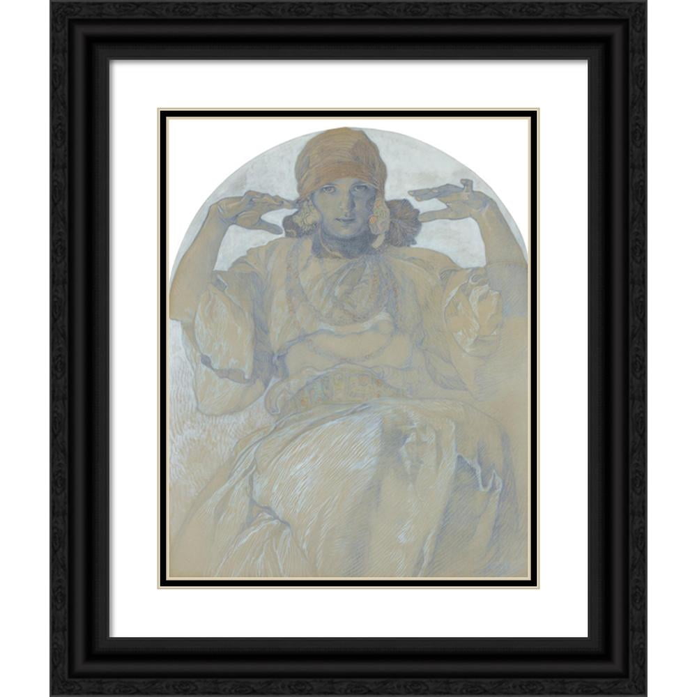 Alphonse Mucha 12x14 Black Ornate Wood Framed Double Matted Museum Art ...