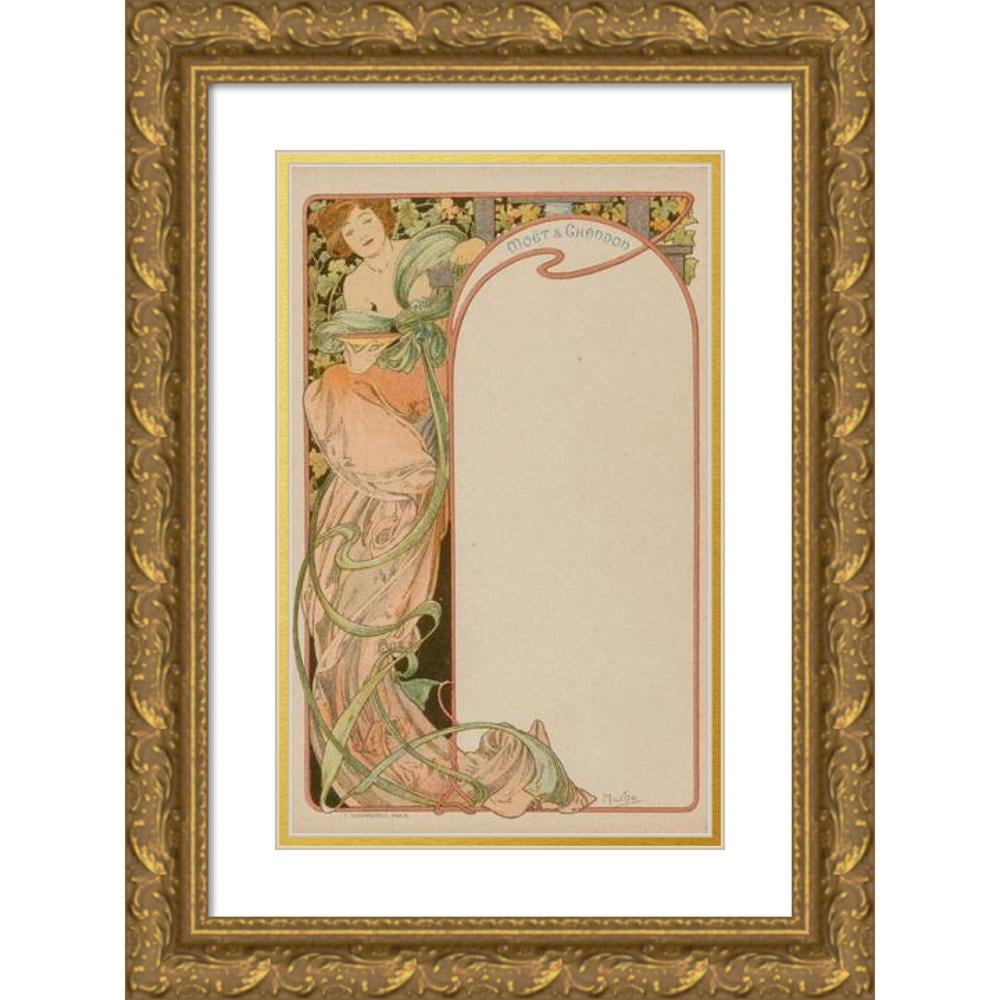 Alphonse Mucha 13x18 Gold Ornate Wood Frame and Double Matted Museum ...