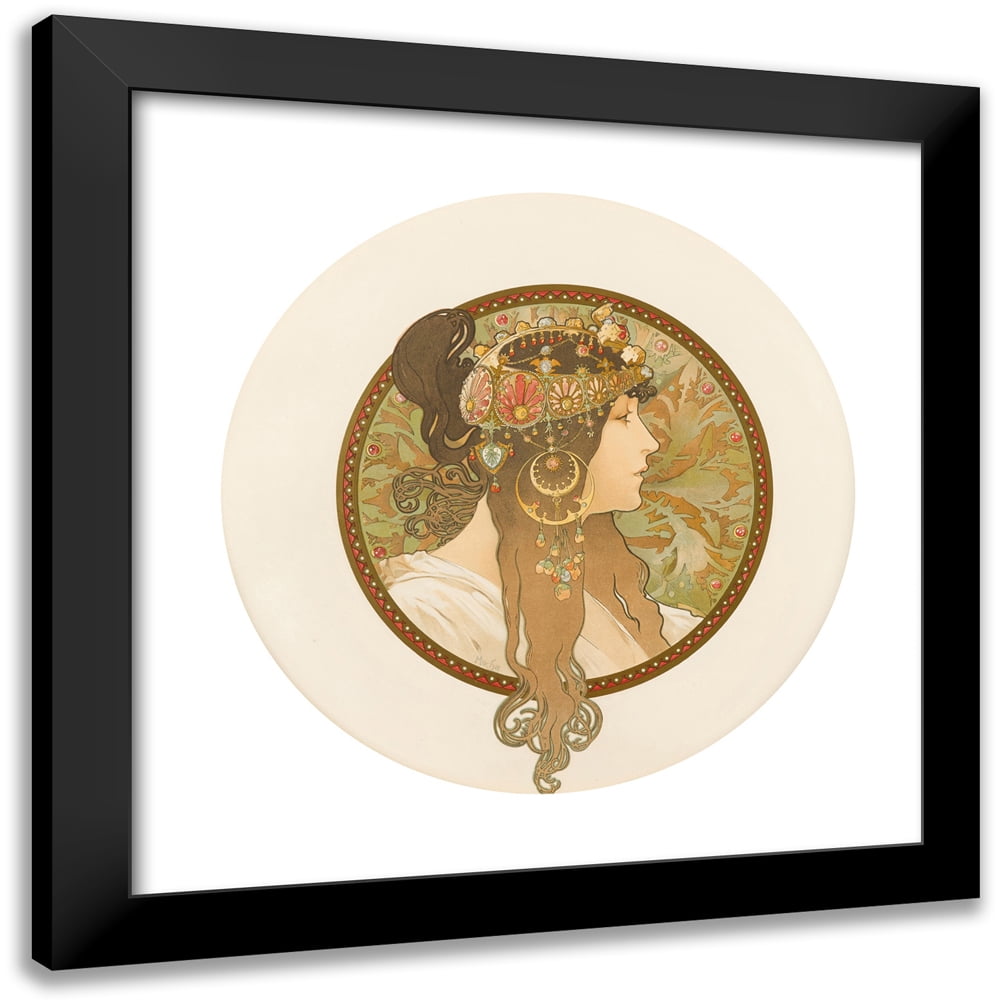 Alphonse Mucha 15x15 Black Modern Framed Museum Art Print Titled ...