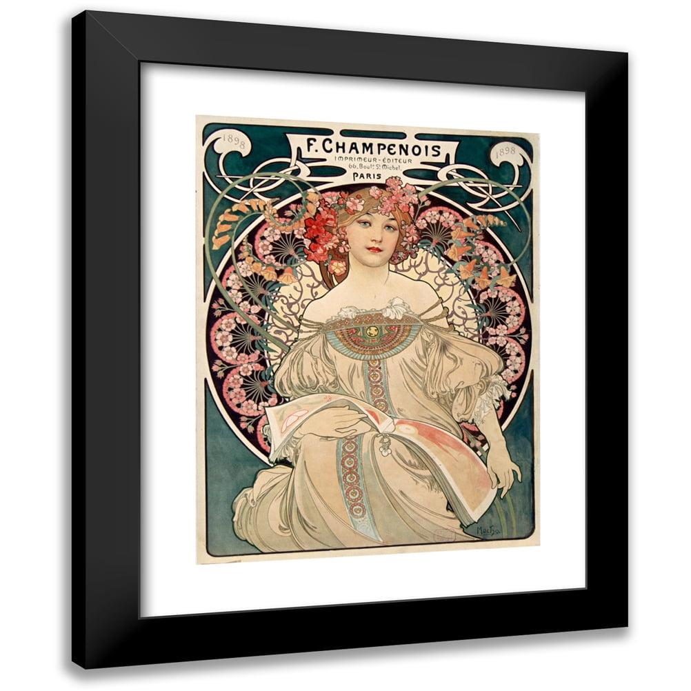 Alphonse Mucha 15x18 Black Modern Framed Museum Art Print Titled - F ...
