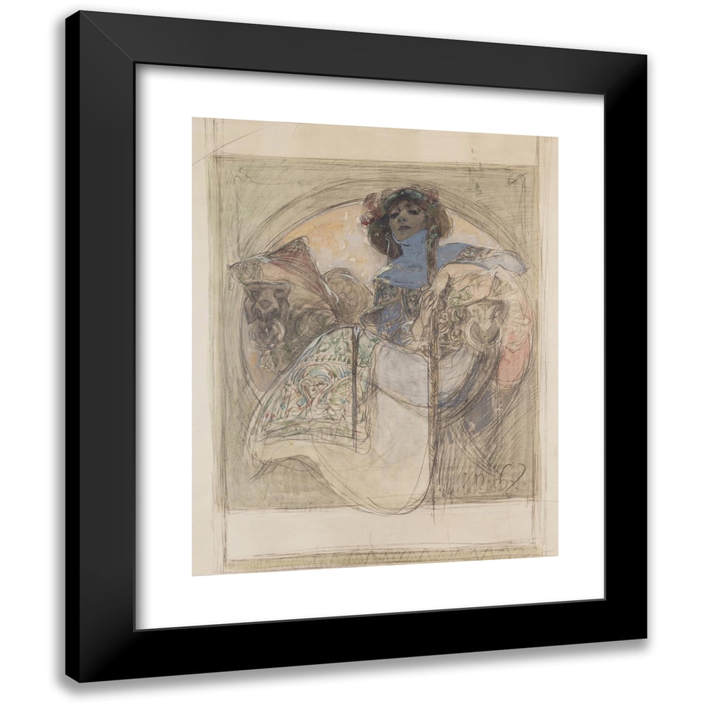 Alphonse Mucha 15x18 Black Modern Framed Museum Art Print Titled ...