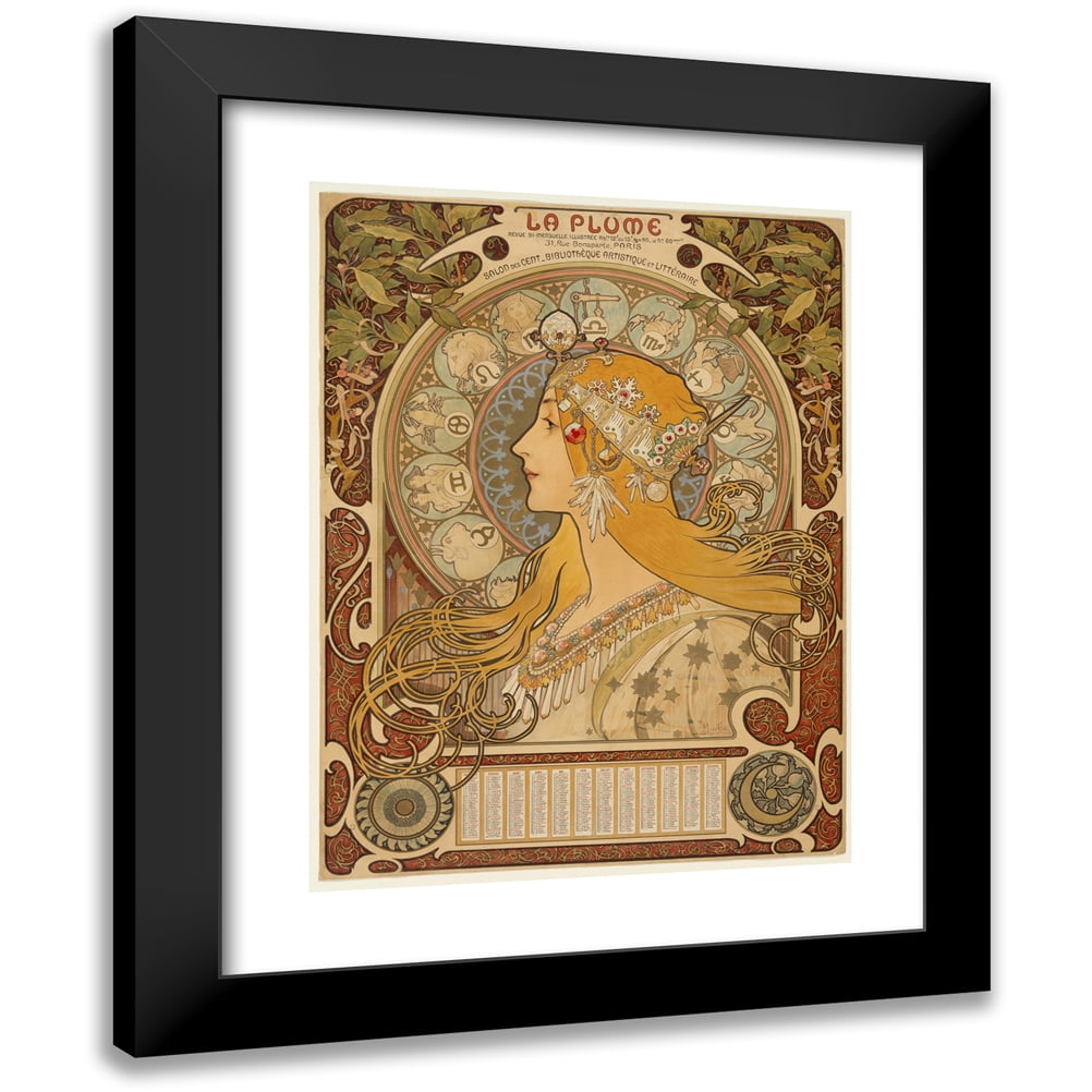 Alphonse Mucha 15x18 Black Modern Framed Museum Art Print Titled ...