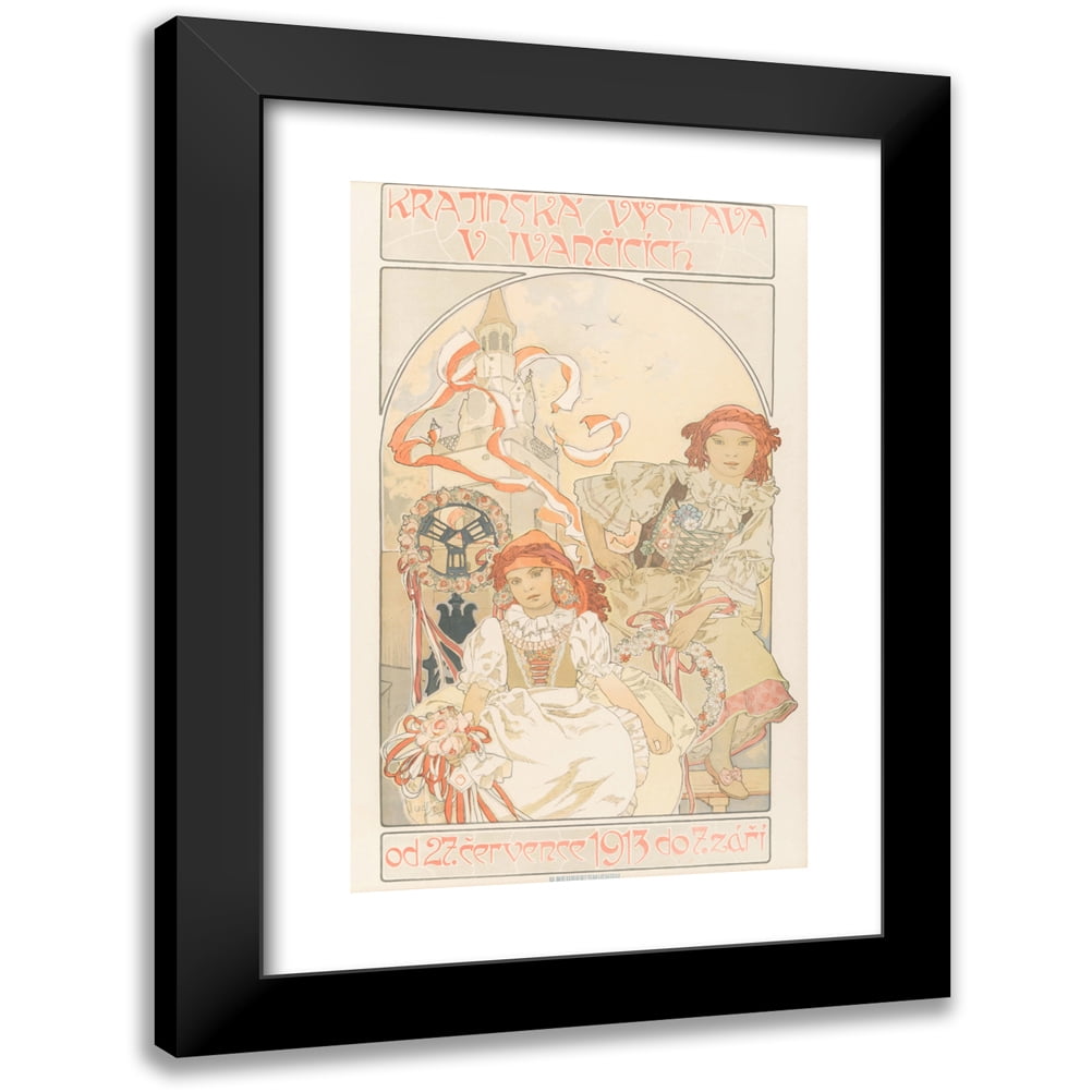 Alphonse Mucha 16x24 Black Modern Framed Museum Art Print Titled - Land ...