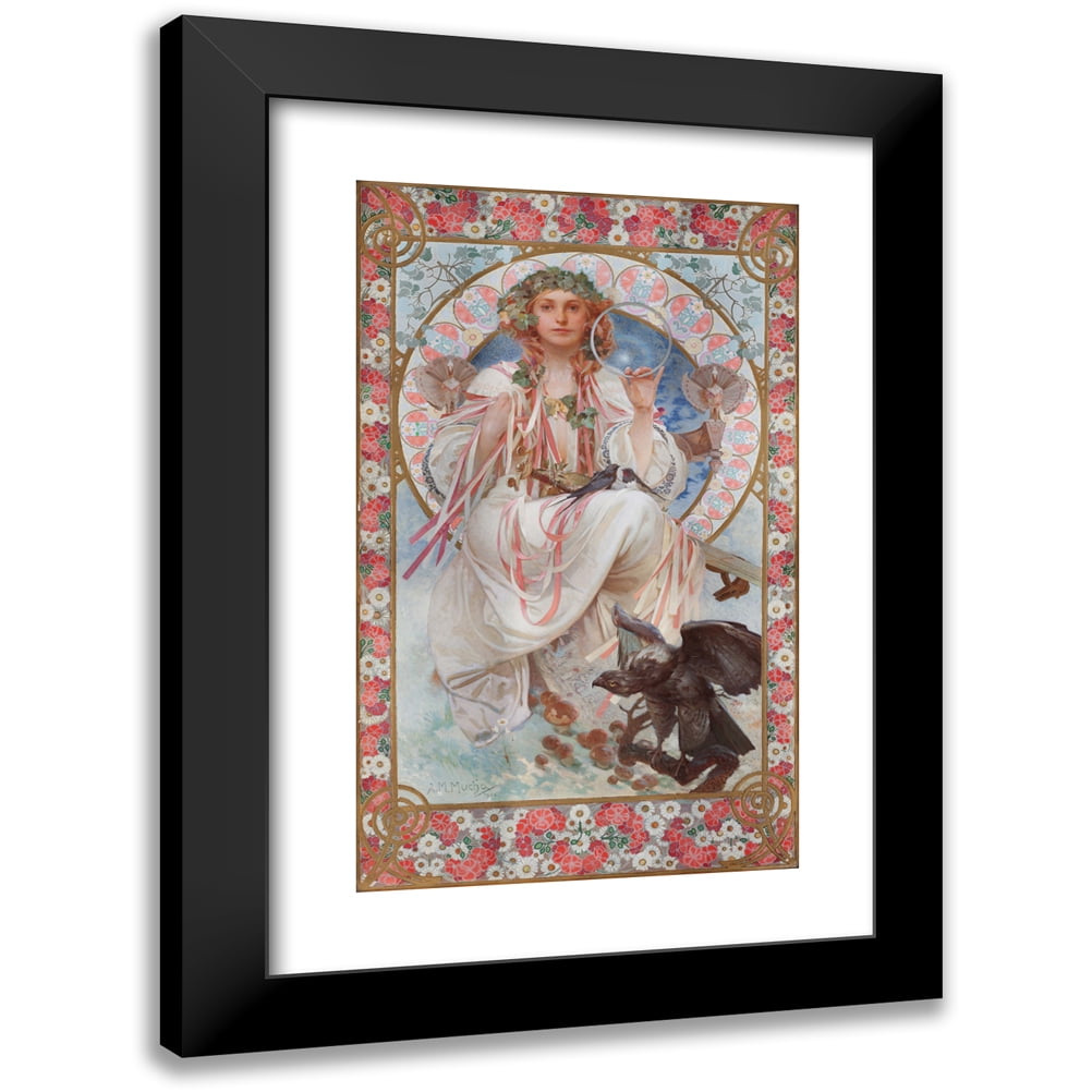 Alphonse Mucha 16x24 Black Modern Framed Museum Art Print Titled ...