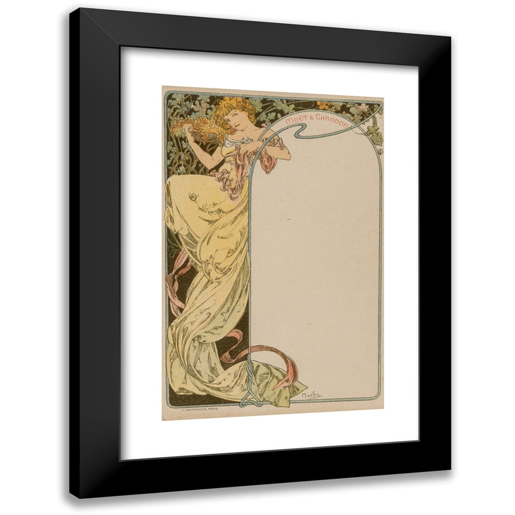 Alphonse Mucha 17x24 Black Modern Framed Museum Art Print Titled - Menu ...
