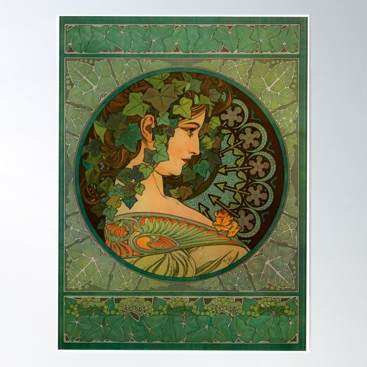 Alphonse Mucha (1860 – 1939) "Ivy" Poster Wall Art, Modern Wall Decor ...